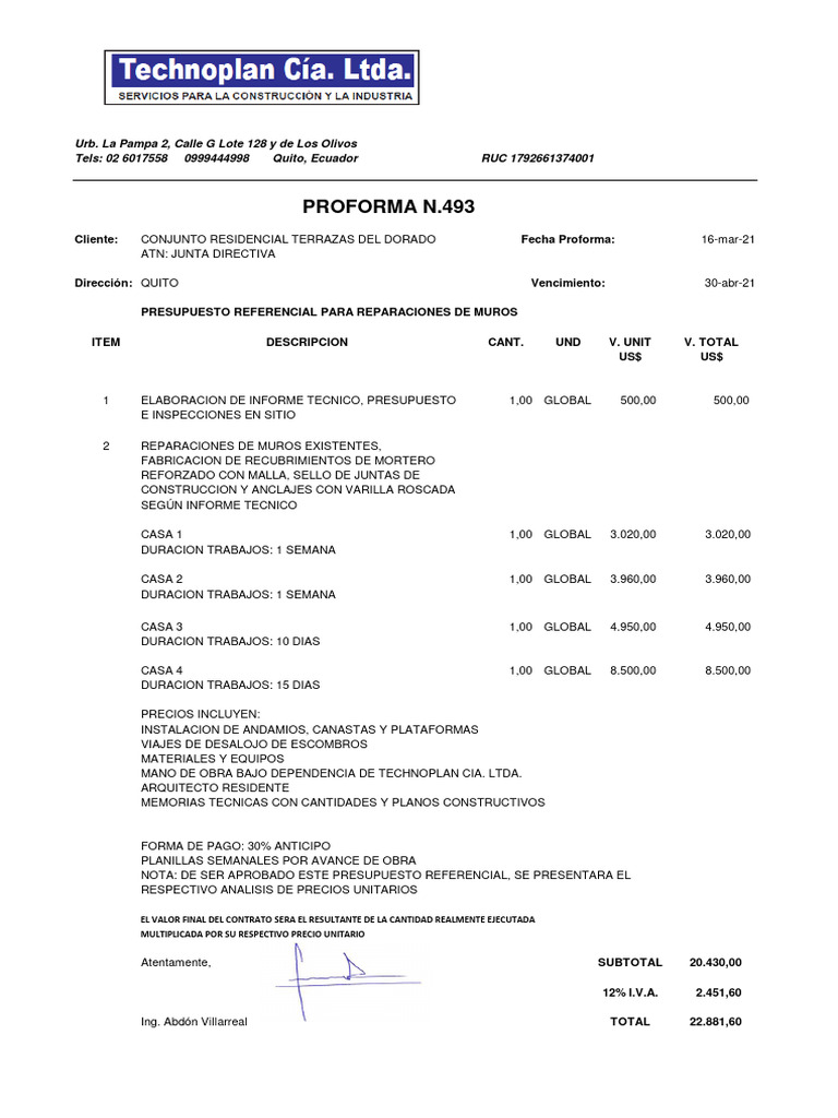 Proforma N.493 Technoplan | PDF