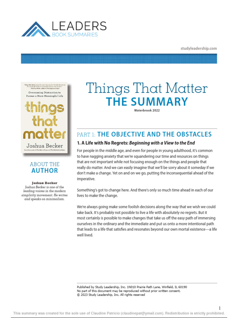 Things That Matter | PDF | Happiness | Courage