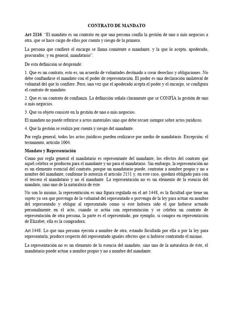 Contrato de Mandato: Guía Esencial | PDF | Poder legal | Justicia