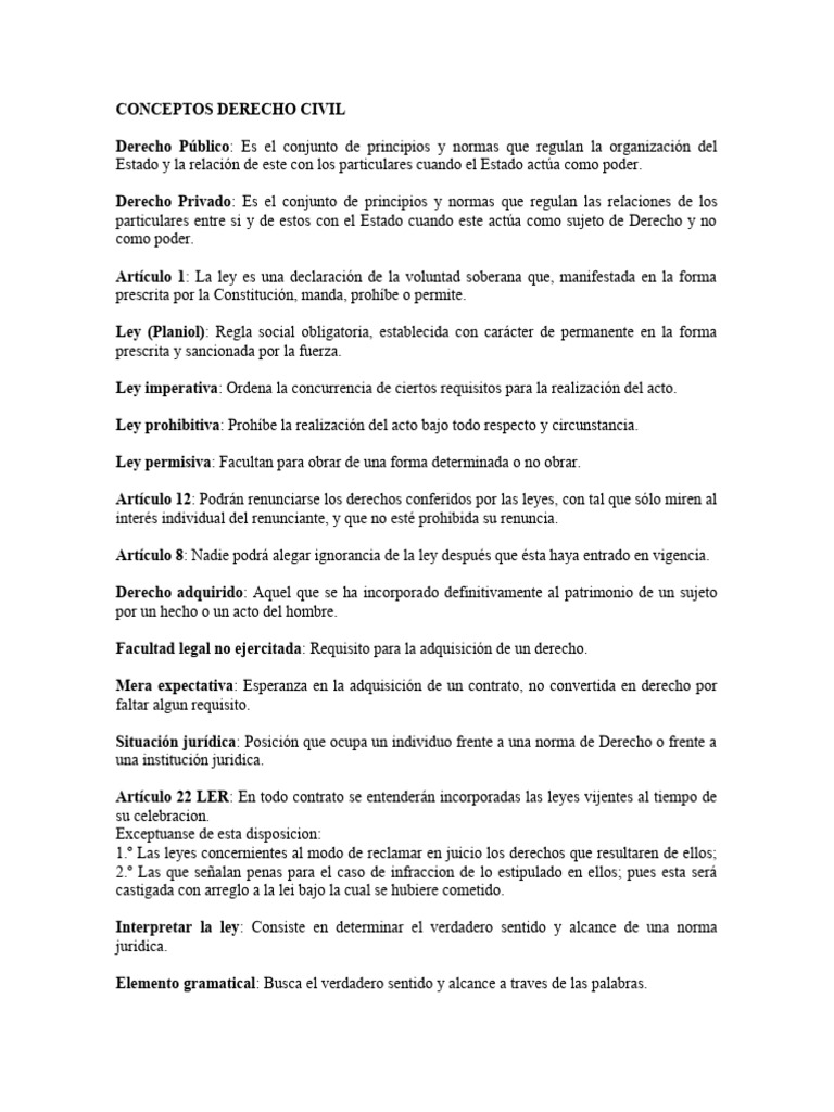 Conceptos Derecho Civil | PDF | Propiedad | Posesión (Ley)