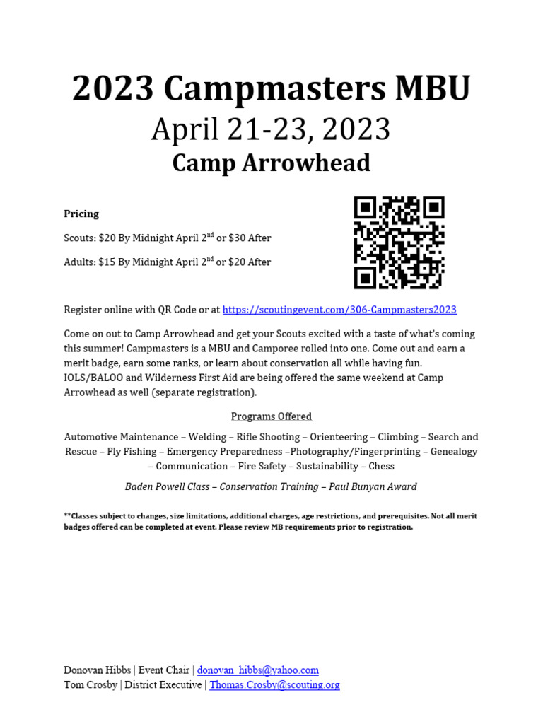 Scout Campmasters Weekend 2023 | PDF | Campsite