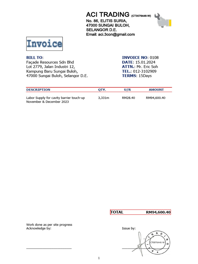ACI Invoice | PDF