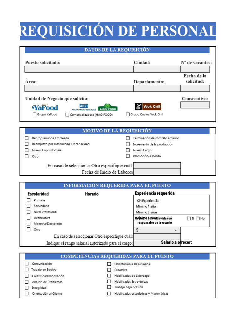 Requisicion de Personal | PDF | Gestión de recursos humanos | Business