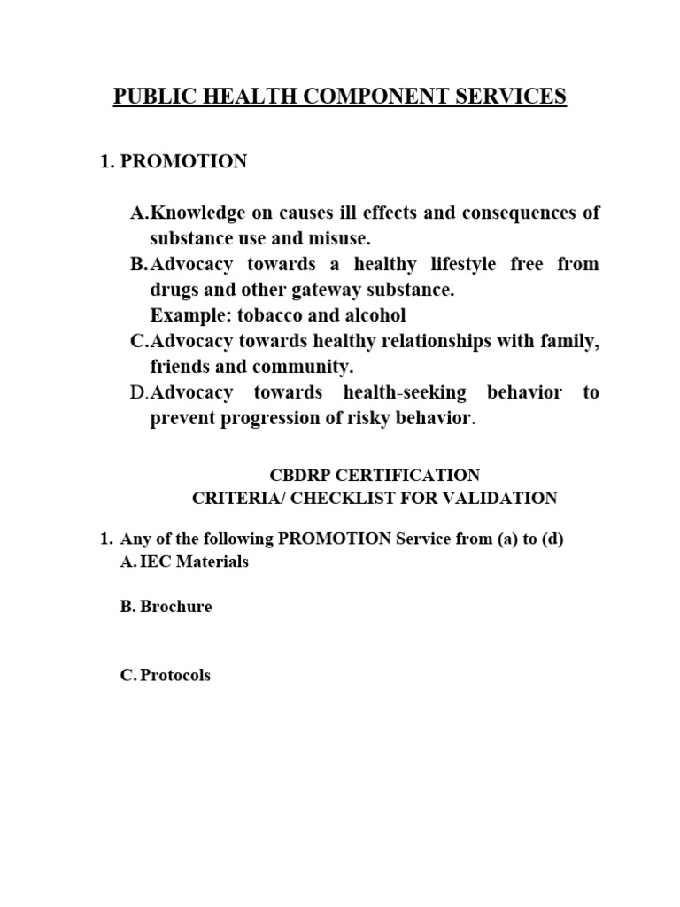 Public Health Component Services | PDF
