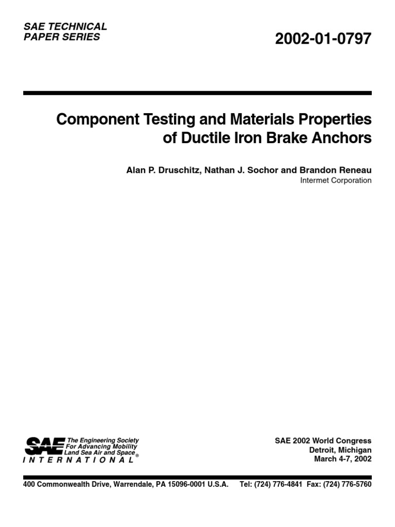 Sae Technical Paper Series: Alan P. Druschitz, Nathan J. Sochor and ...