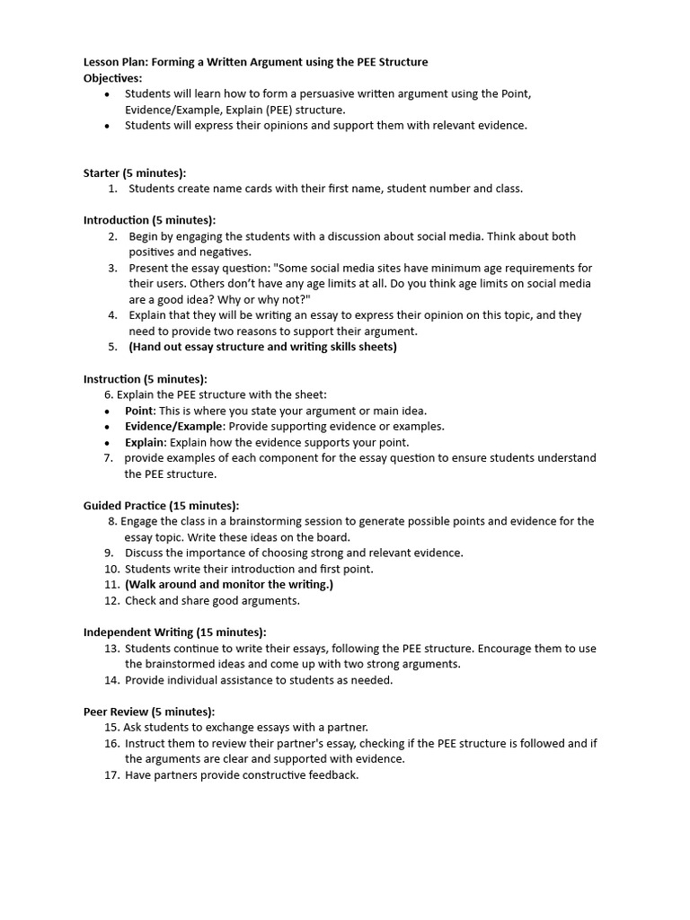 Writing Persuasive Essays with PEE Structure | PDF