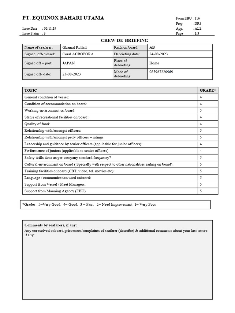 Crew Debriefing EBU | PDF | Transport