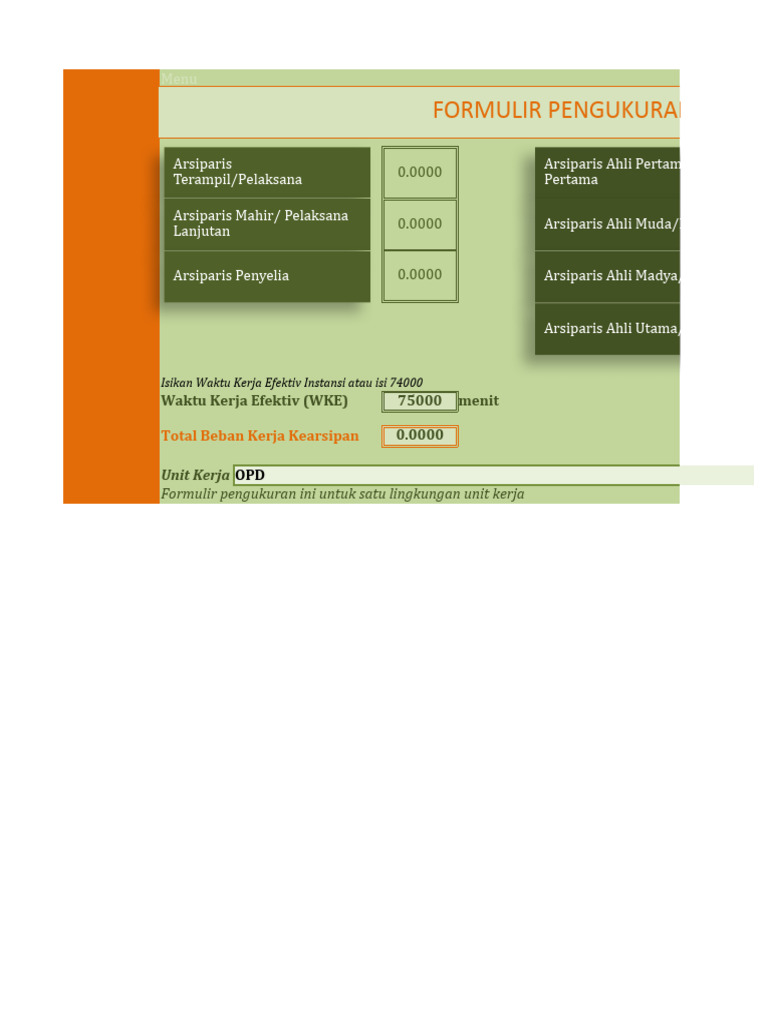 Form KOSONG Pengukuran Beban Kerja Arsiparis | PDF