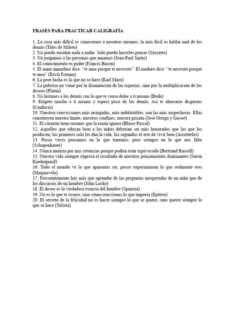 Frases para Practicar Caligrafía | PDF