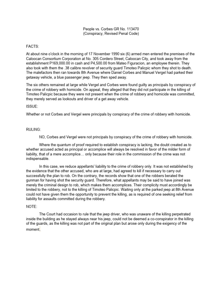 2. People vs Corbes | PDF | Common Law | Criminology