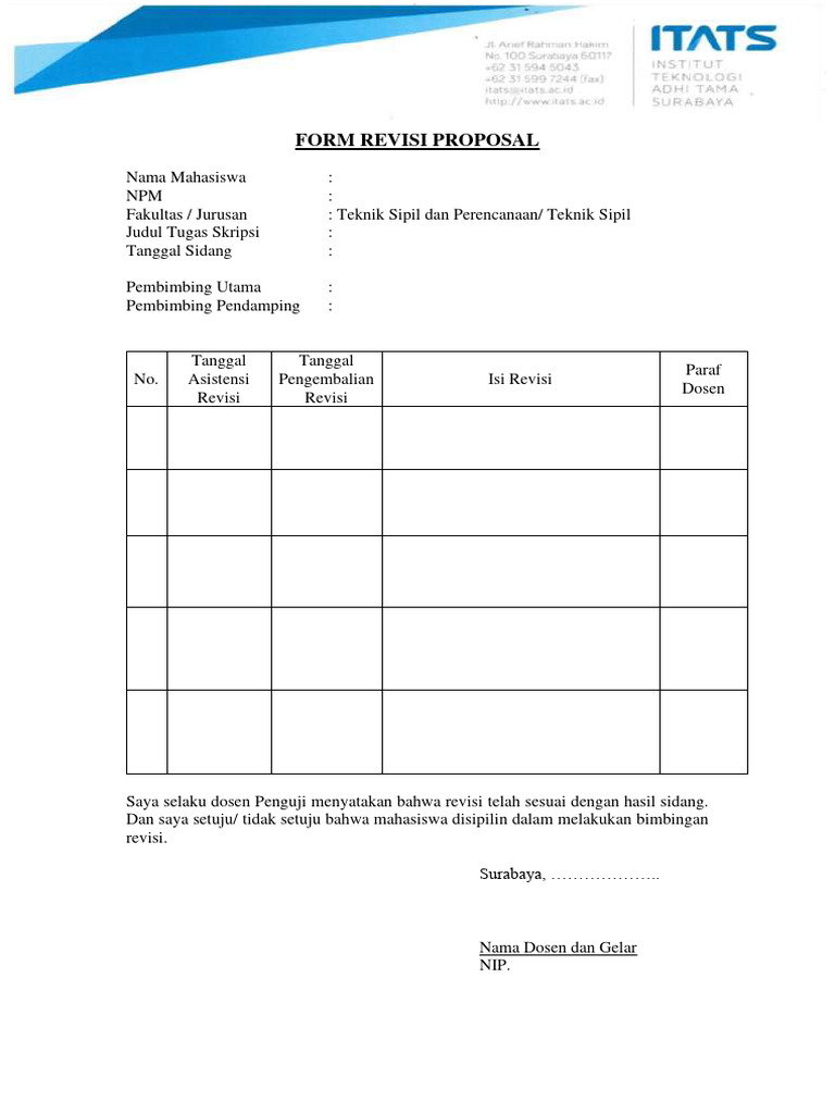 Form Revisi Proposal | PDF
