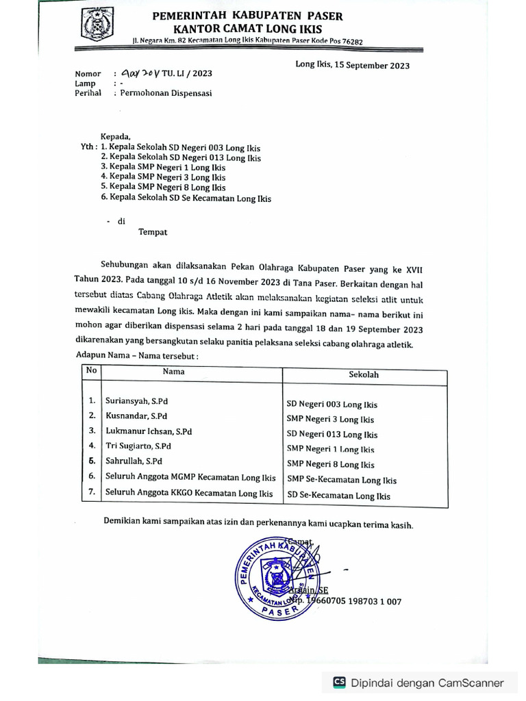 Surat Dispen | PDF