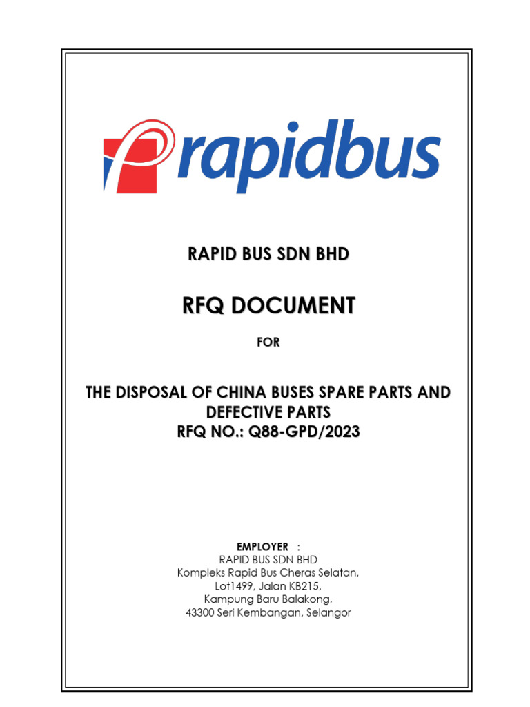 RFQ Documents-The Disposal of China Buses Spare Parts and Defective ...