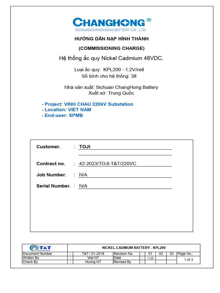 (CHANGHONG) NiCd Batt - Vinh Chau (38xKPL200) | PDF