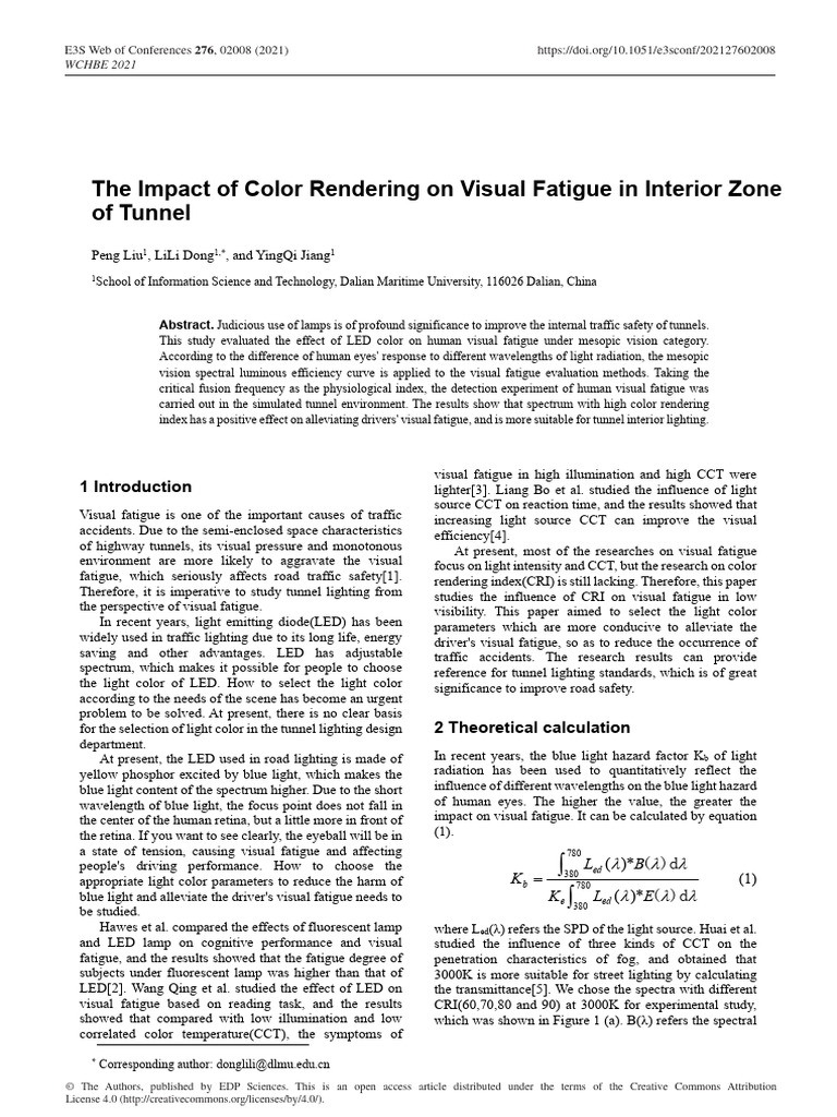 The Impact of Color Rendering On Visual Fatigue in | PDF | Color | Lighting