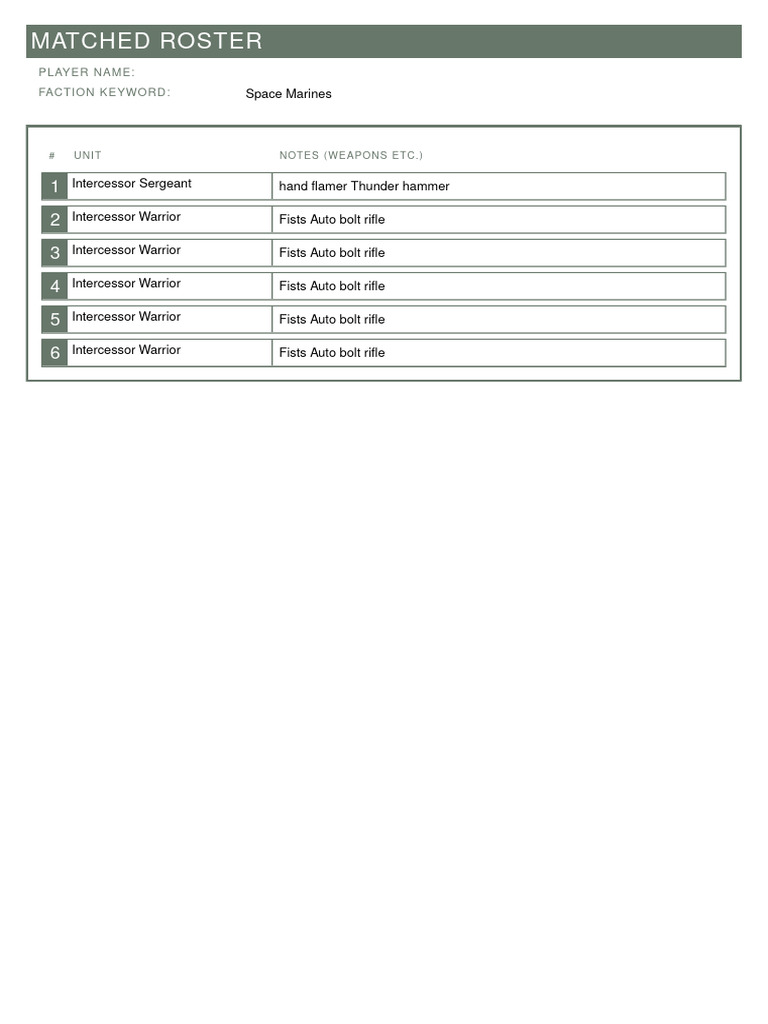 Kill Team Roster | PDF | Sports & Recreation | History