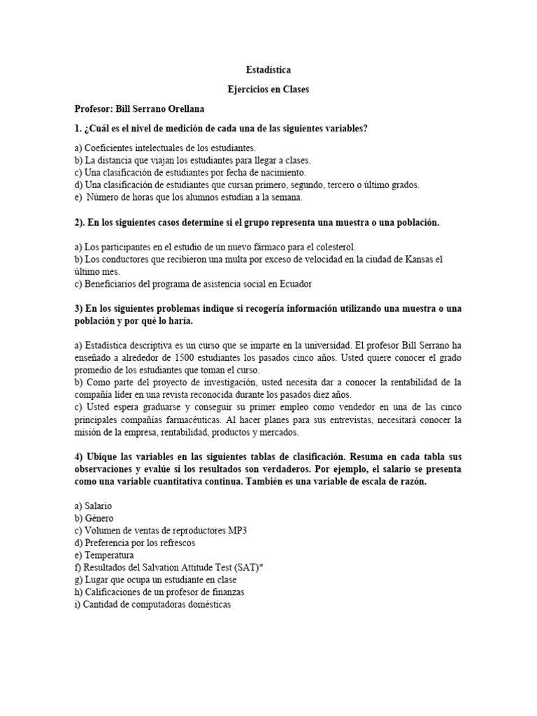 Ejercicios en Clases 1 | PDF