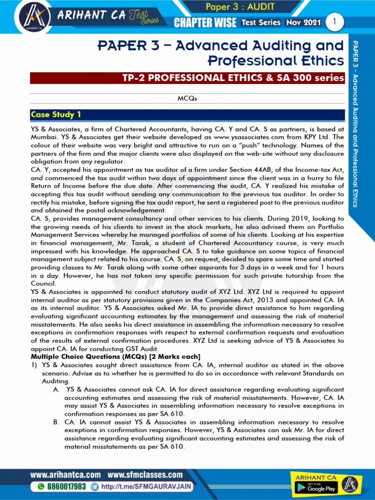 Paper 3 - Audit - TP-2 | PDF | Audit | Accountant