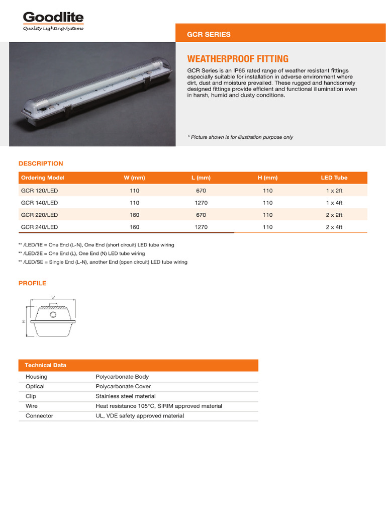 Goodlite Weatherproof Fitting GCR Series | PDF