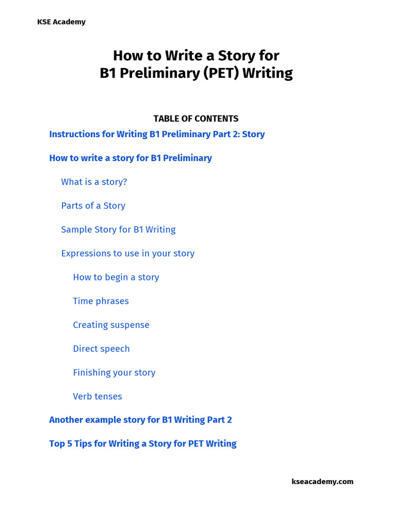 Writing a Story for B1 PET Exam | PDF | Grammatical Tense | Languages