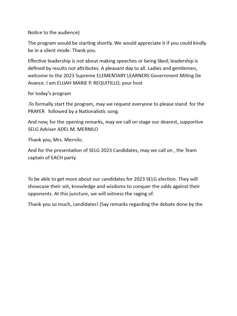 Meeting de Avance Script | PDF