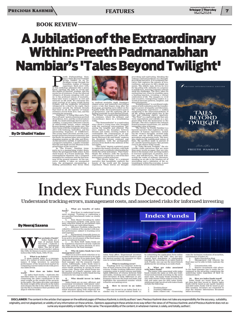 Preeth Padmanabhan Nambiar's 'Tales Beyond Twilight' | PDF | Stock Market Index | Index Fund