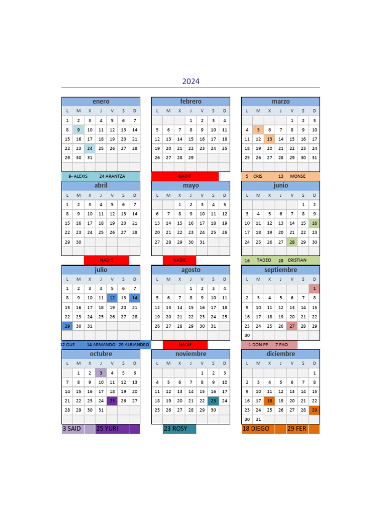 Calendario Cumples | PDF