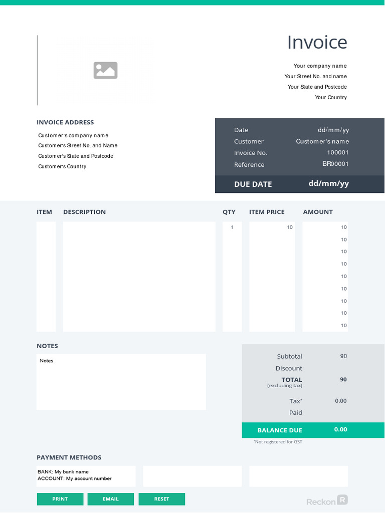 Reckon Invoice Template 2020 | PDF | Invoice | Taxes