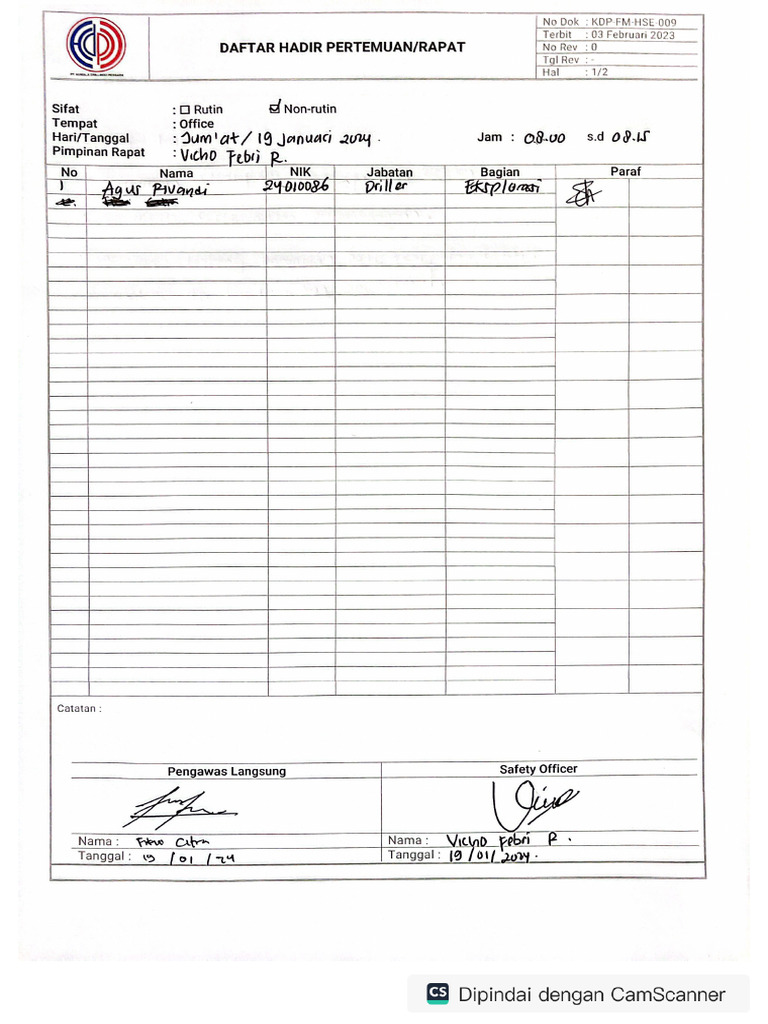 Induksi Internal - Agus Rivandi - PT - KDP | PDF