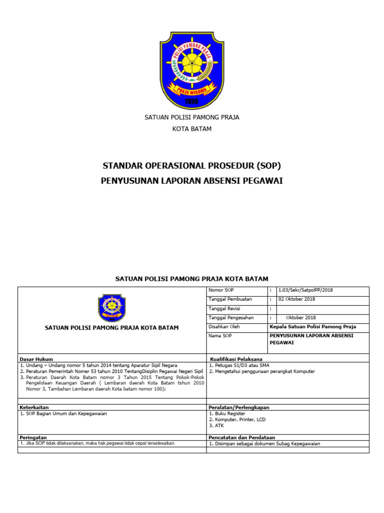 Sop Penyusunan Lap Absensi Pegawai 2 | PDF