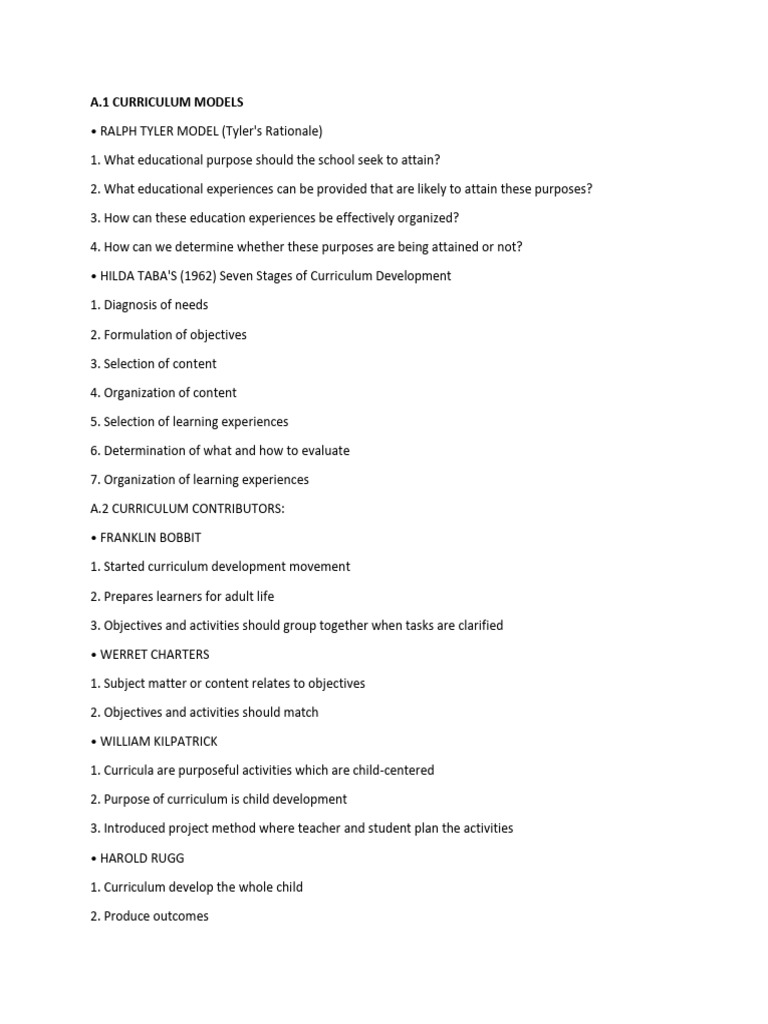CURRICULUM MODELS | PDF