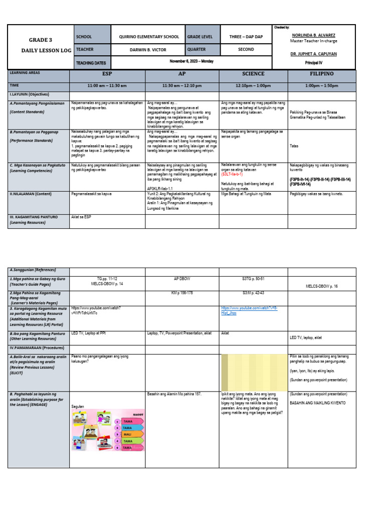 GRADE 3 DLL-November 6, 2023 | PDF
