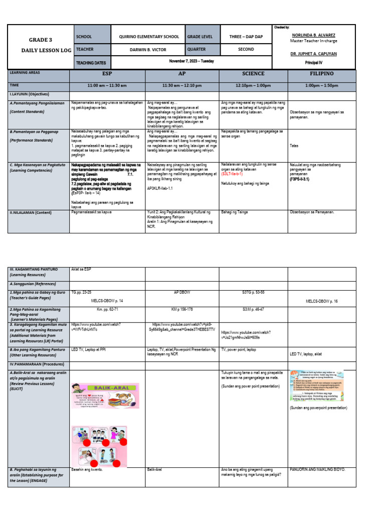 GRADE 3 DLL-November 7, 2023 | PDF