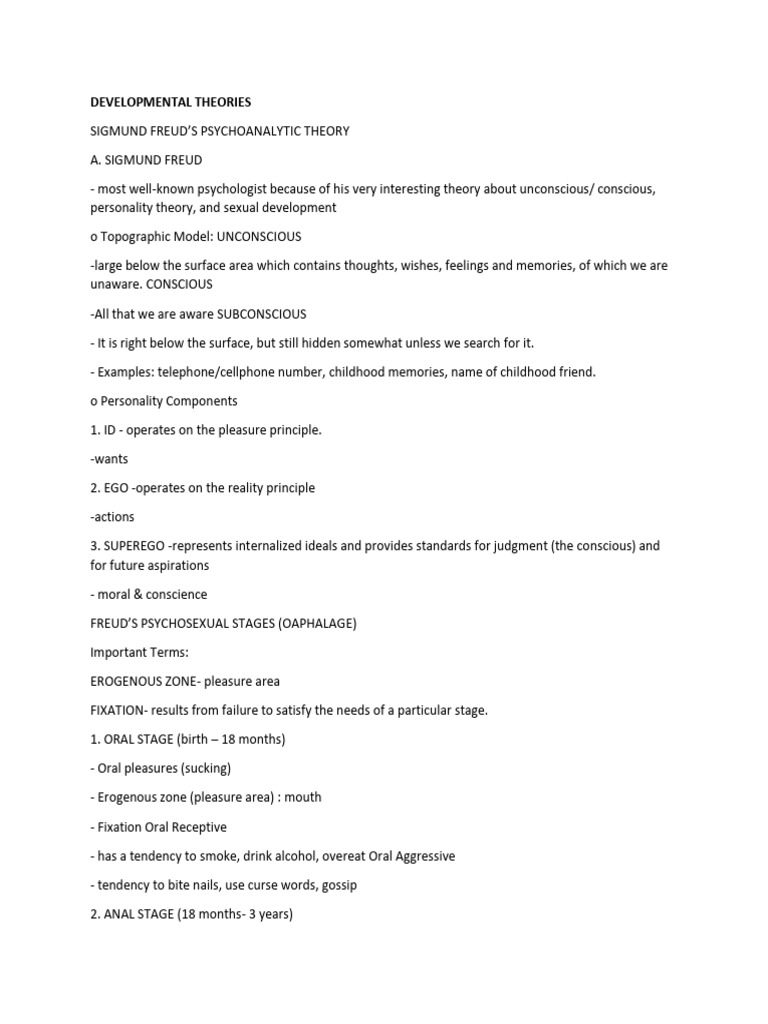 Developmental Theories | PDF | Id | Psychology