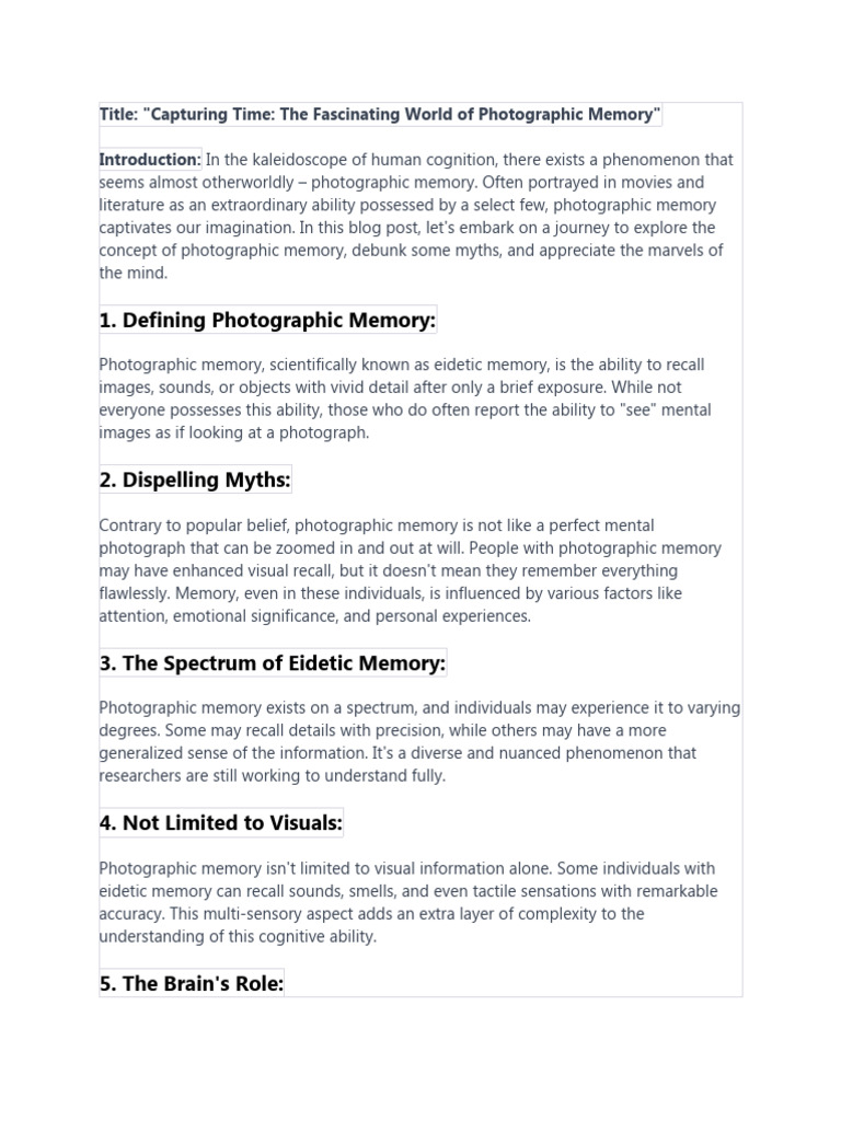 Photographic Memory | PDF