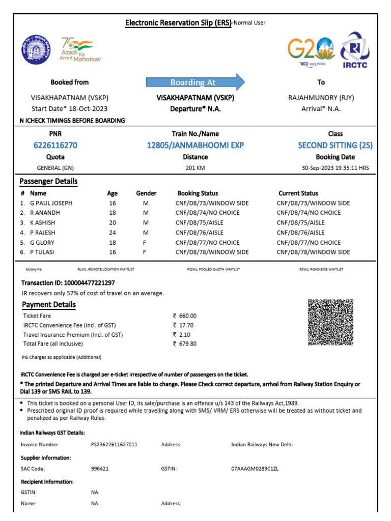 12805/janmabhoomi Exp Second Sitting (2S) | PDF | Identity Document