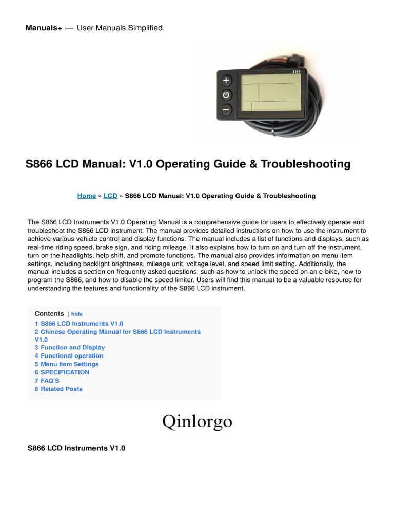 s866 LCD Instruments v1 0 Operating Manual | PDF | Liquid Crystal ...