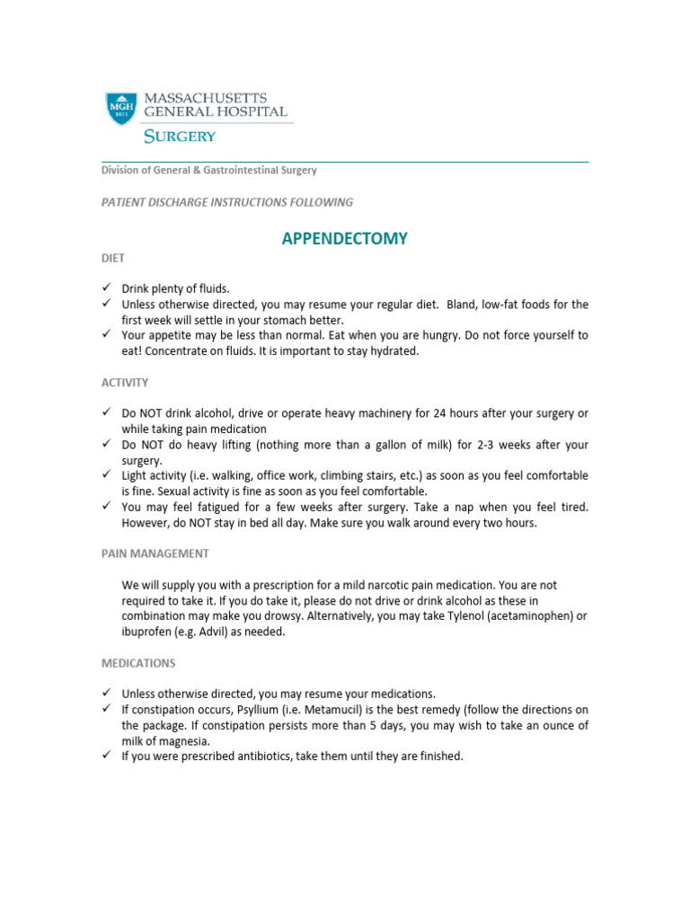 Appendectomy | PDF | Medical Treatments | Health Sciences