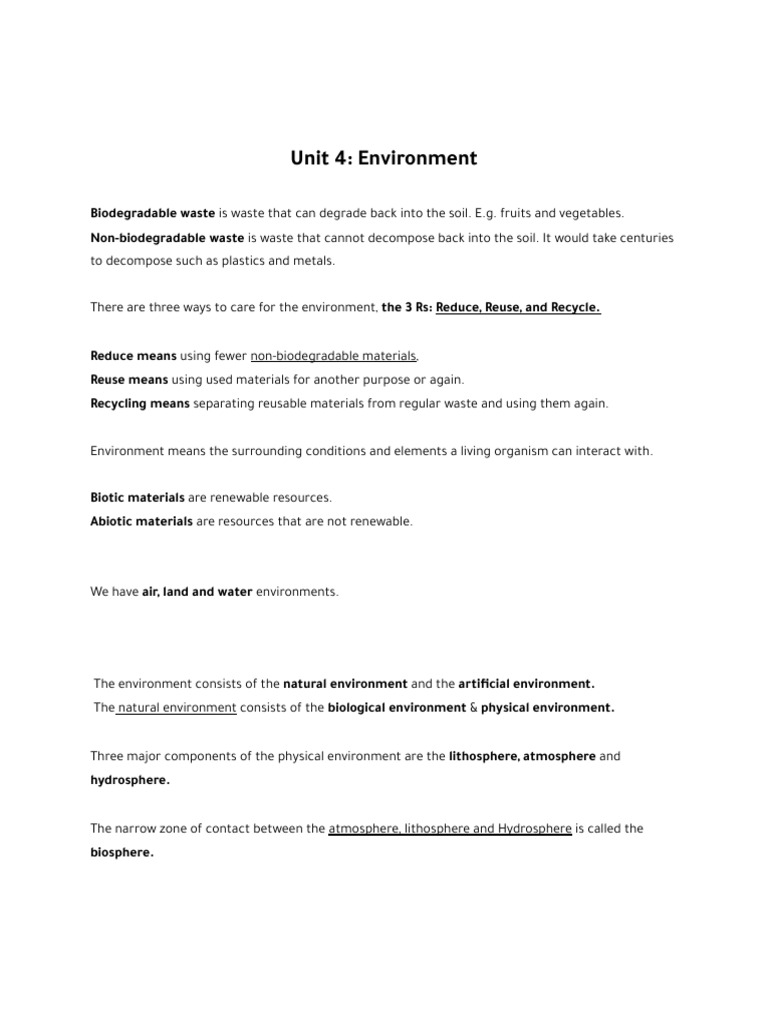 Unit 4 Science | PDF | Natural Environment | Ecosystem