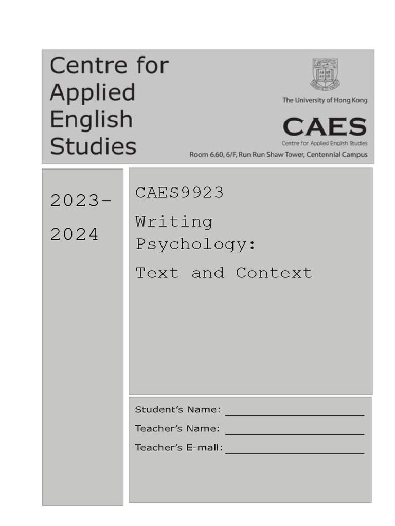 CAES9923 (2023-24) Course Booklet - Student Version | PDF | Plagiarism ...