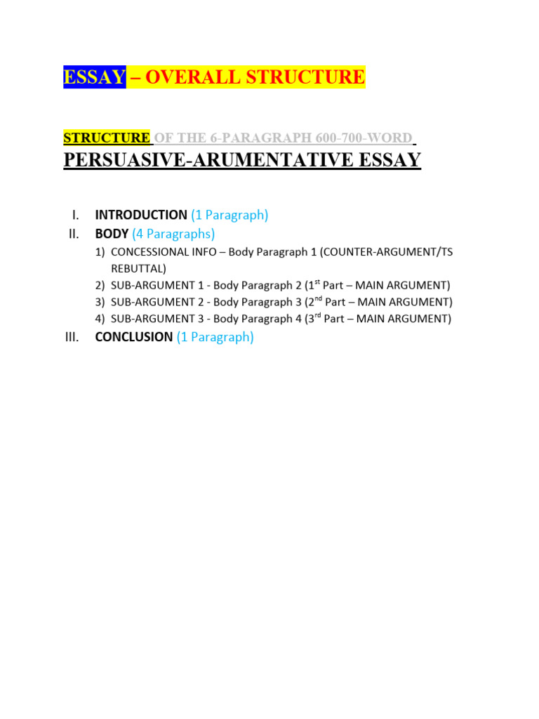 STRUCTURE Persuasive-Argumentative ESSAY | PDF | Essays | Logic