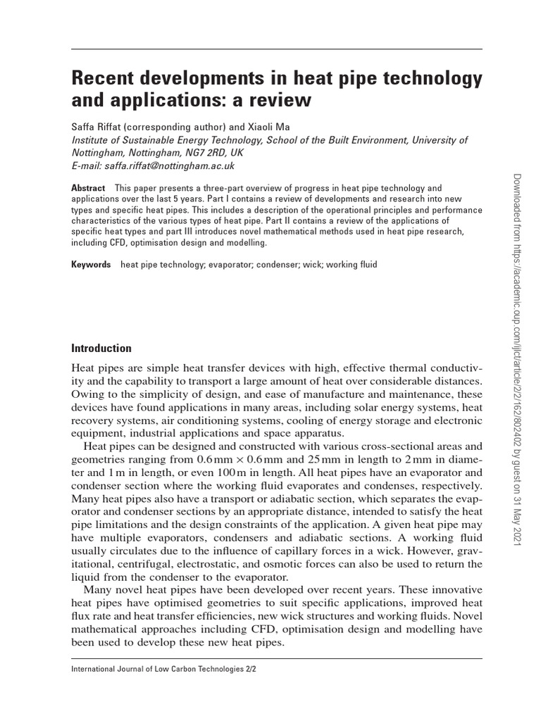 Saffa Rifat (Review Heat Pipe) | Download Free PDF | Heat Exchanger ...
