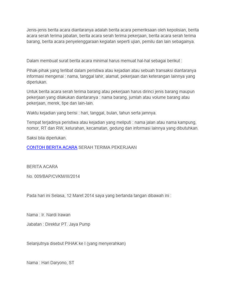 Panduan Lengkap Berita Acara Resmi | PDF | Hukum