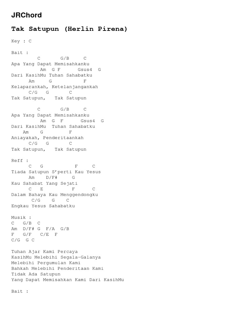 Chord dan Lirik "Tak Satupun" | PDF
