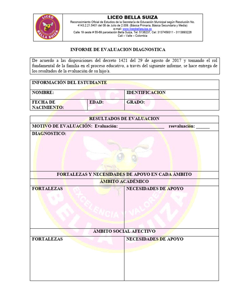 Informe de Evaluacion Diagnostica LBS | PDF | Evaluación