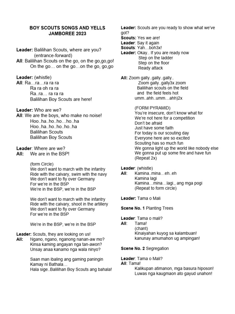 Boy Scouts Songs and Yells Jamboree | PDF | Scouting | Youth Movements