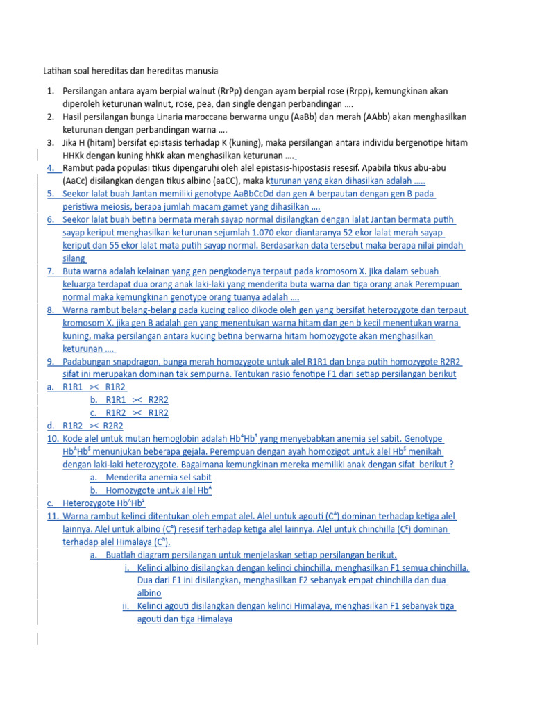 Latihan Soal Hereditan & Hereditas Manusia | PDF