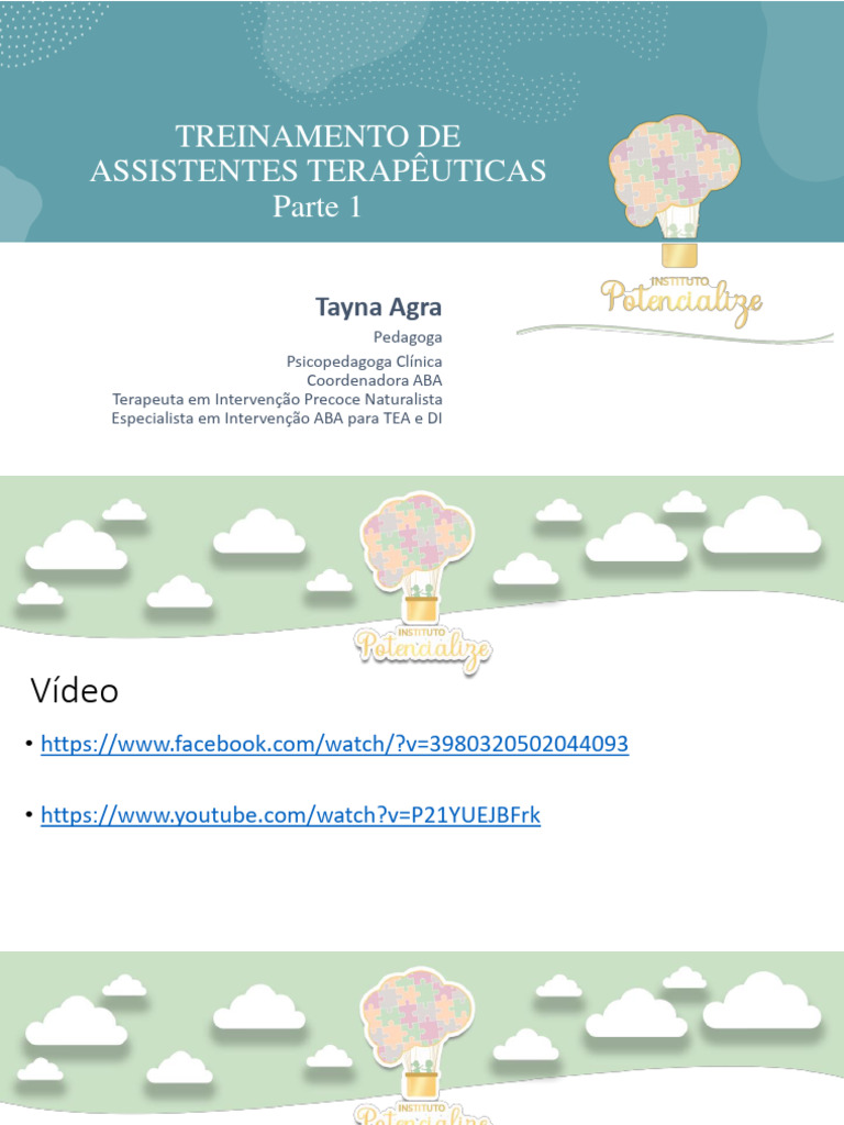 Treinamento de Assistentes Terapêuticas Aba - 1 Parte | PDF | Espectro ...