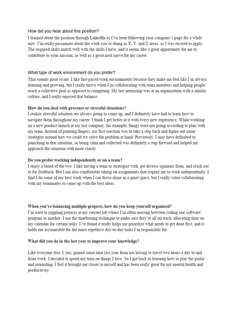 Interview Questions | PDF | Cognition | Learning