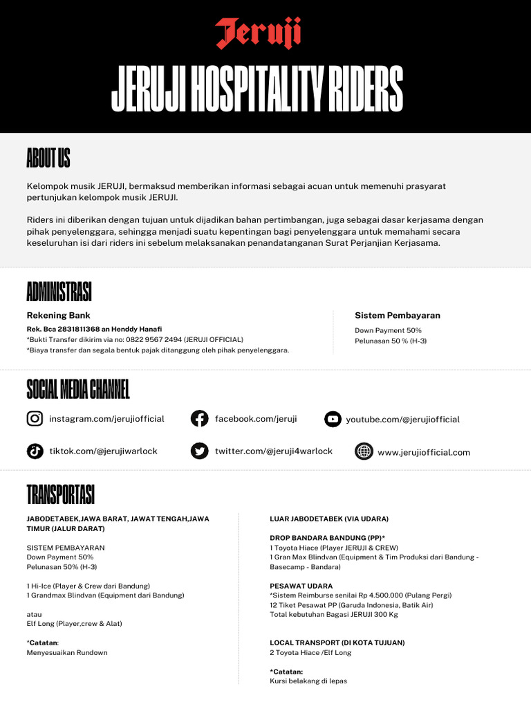 Jeruji Hospitality Riders | PDF